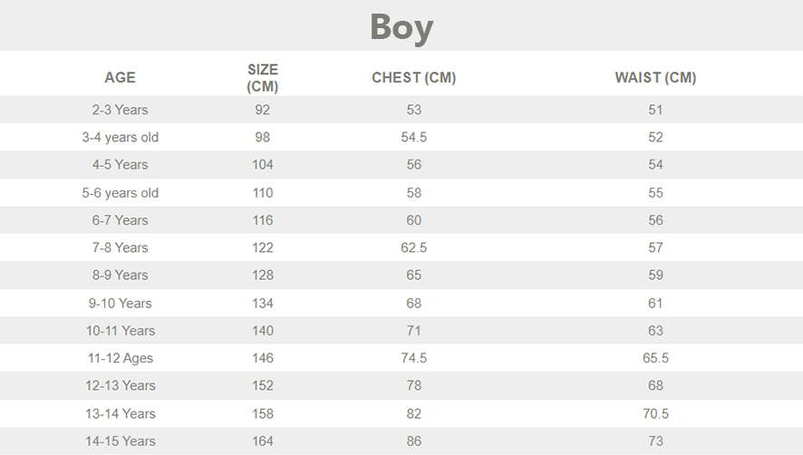 Size Chart | Colorful Store